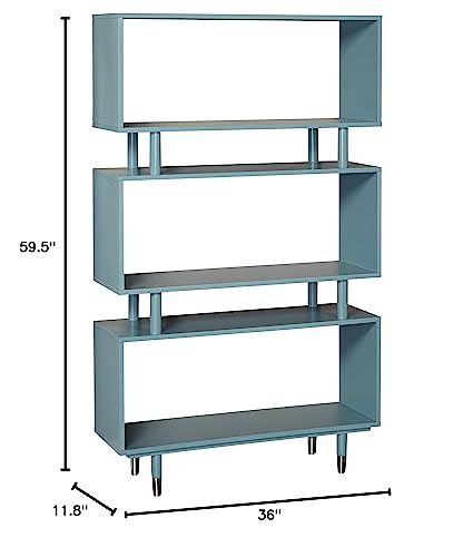 Target Marketing Systems Margo Mid-Century Modern Bookshelf, Antique Blue