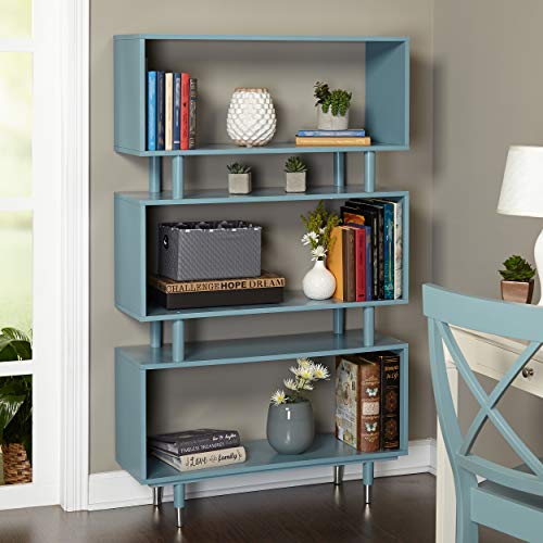 Target Marketing Systems Margo Mid-Century Modern Bookshelf, Antique Blue