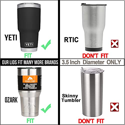 Tumbler Lid for 30 Oz Yeti Rambler, Old Style RTIC, Ozark Trails and more Cooler Cup, Sliding Splash Proof and Straw Friendly