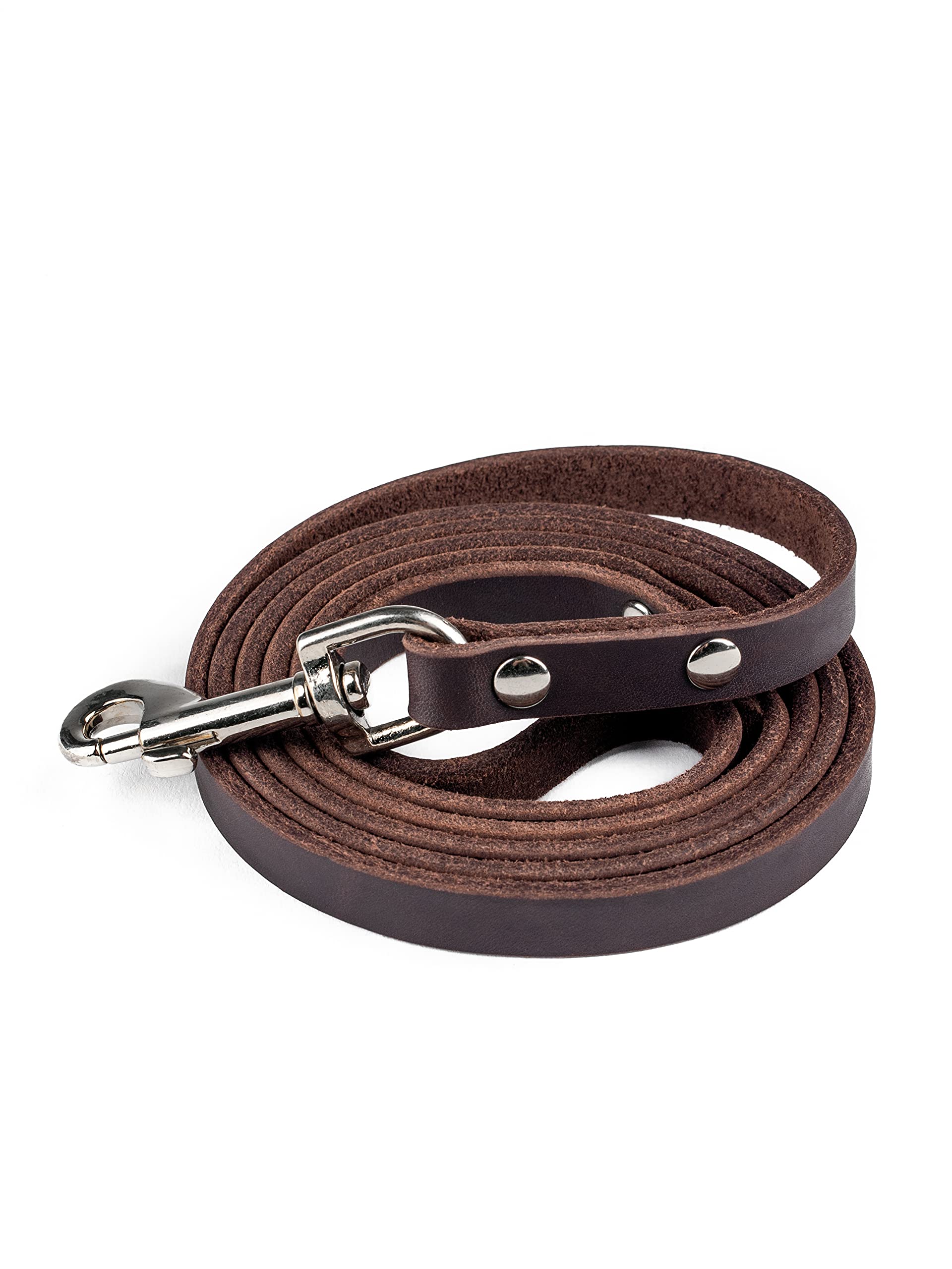 Mighty Paw Leather Dog Leash | 5 ft Leash Super Soft Distressed Real Genuine Leather- Premium Quality, Modern Stylish Lead. Perfect for Small, Medium and Large Pets Brown