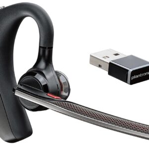 Plantronics - Voyager 5200 UC (Poly) - Bluetooth Single-Ear (Monaural) Headset - USB-A Compatible to connect to your PC and/or Mac - Works with Teams, Zoom & more - Noise Canceling,Black