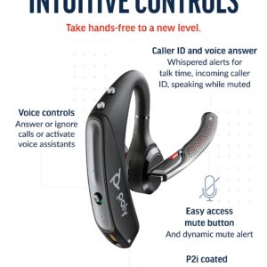 Plantronics - Voyager 5200 UC (Poly) - Bluetooth Single-Ear (Monaural) Headset - USB-A Compatible to connect to your PC and/or Mac - Works with Teams, Zoom & more - Noise Canceling,Black