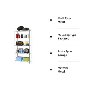 BestOffice 14''Lx36''Wx72''H 5 Shelf Wire Shelving Unit Garage Heavy Duty Height Adjustable Commercial Grade NSF Certification Utility Rolling Steel Layer Rack Organizer Kitchen