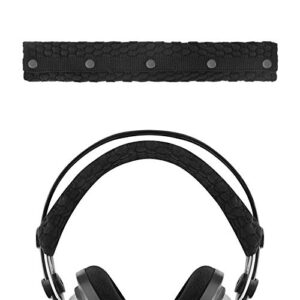 geekria knit fabric headband cover compatible with logitech, turtle beach, panasonic, akg, sennheiser, sony headphones, head cushion pad protector, replacement repair part (black)