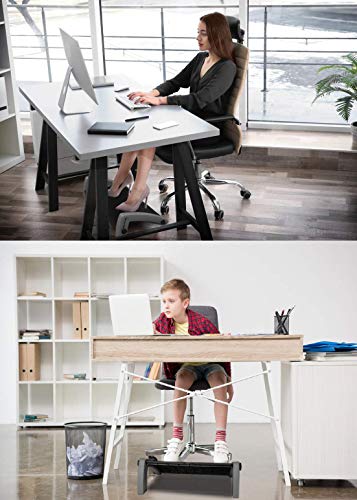 Max Smart Footrest Under Desk - Adjustable Foot Rest - Ergonomic Foot Stool with 4 Tilt Locked Angles, No Rocking, Premium Quality for Home, Office, Standing Desk (Black/Gray)