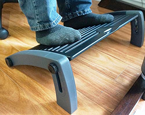 Max Smart Footrest Under Desk - Adjustable Foot Rest - Ergonomic Foot Stool with 4 Tilt Locked Angles, No Rocking, Premium Quality for Home, Office, Standing Desk (Black/Gray)