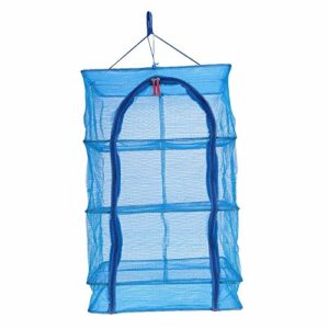 Docooler 4 Layers Meat Drying Net Drying Rack Net Folding Vegetable Fish Dishes Mesh Hanging Drying Net with Zipper Blue 40 40 65cm