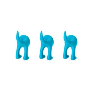 ikea set of 3 dog tail hooks hat coat key wall mounted hanger (blue)