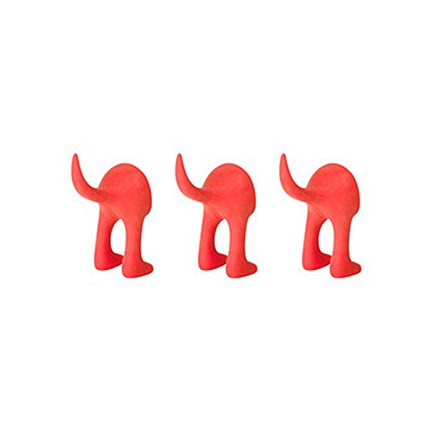 IKEA Set of 3 Dog Tail Hooks Hat Coat Key Wall Mounted Hanger (Red)