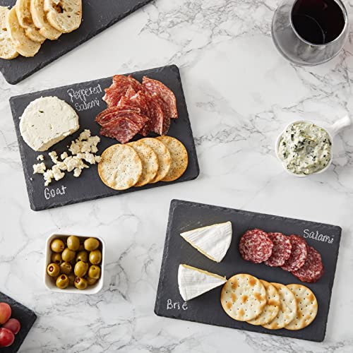 Juvale Juvale 6-Piece Mini Charcuterie Boards with Chalk, Individual Stone Plates for Cheese, Meat, Appetizers, Sushi Plate for Brunch, Dinner, and Reception Meals (6 x 9 Inches)