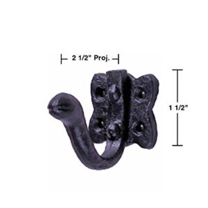 Renovators Supply Black Cast Iron Wall Hook Decorative Elephant Trunk Style Coat Robe Single Hook Entry Way Hat or Jacket Hanger Wall Mount Rust Resistant Powder Coated Hook with Hardware Pack of 3