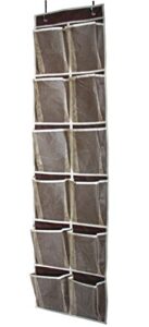 misslo heavy duty organizer for narrow door with 12 mesh pockets (brown)