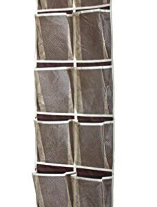 MISSLO Heavy Duty Organizer for Narrow Door with 12 Mesh Pockets (Brown)