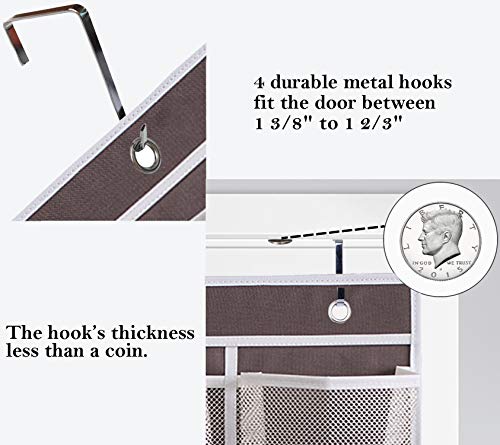 MISSLO Heavy Duty Organizer for Narrow Door with 12 Mesh Pockets (Brown)