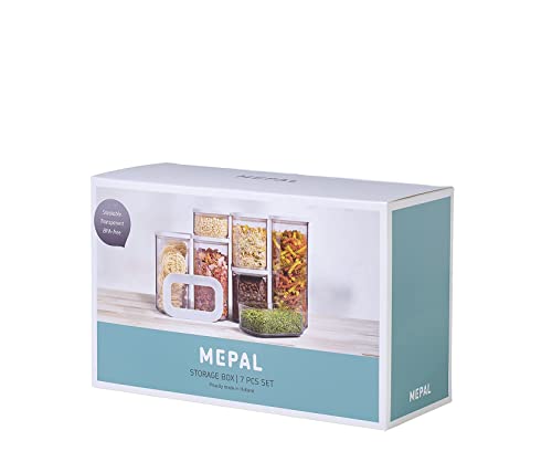 MEPAL, MODULA 7 Piece Food Storage Box Set for Cereal or Pasta with 3 Transparent Lids, Airtight, BPA Free, 1 Set