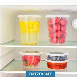 TashiBox [32 oz-24 Sets, Plastic Food Storage Freezer Containers With Airtight Lids，Plastic Microwavable Soup Containers