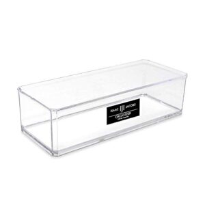 isaac jacobs clear acrylic rectangular stackable storage organizer, (9" l x 3.5" w x 2.5" h) drawer tray, multi-functional, bathroom, kitchen, home, office, desk, drawers