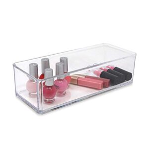 Isaac Jacobs Clear Acrylic Rectangular Stackable Storage Organizer, (9" L x 3.5" W x 2.5" H) Drawer Tray, Multi-Functional, Bathroom, Kitchen, Home, Office, Desk, Drawers