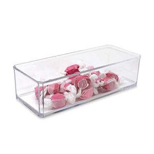 Isaac Jacobs Clear Acrylic Rectangular Stackable Storage Organizer, (9" L x 3.5" W x 2.5" H) Drawer Tray, Multi-Functional, Bathroom, Kitchen, Home, Office, Desk, Drawers