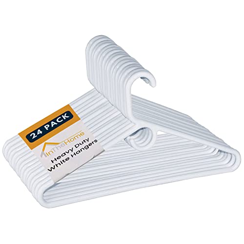 1InTheHome Heavy Duty White Hangers Tubular Plastic Hangers, Set of 24 (Heavy Duty)