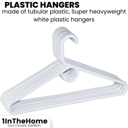 1InTheHome Heavy Duty White Hangers Tubular Plastic Hangers, Set of 24 (Heavy Duty)