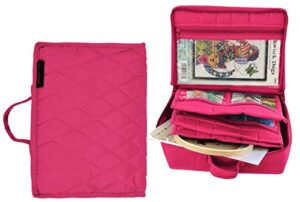 yazzii original craft organizer tote bag - portable storage bag organizer - multipurpose storage organizer for crafts, cosmetics & jewelry. fuchsia