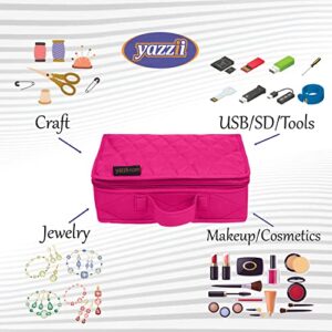 Yazzii Original Craft Organizer Tote Bag - Portable Storage Bag Organizer - Multipurpose Storage Organizer for Crafts, Cosmetics & Jewelry. Fuchsia