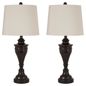 signature design by ashley darlita traditional 29" table lamp with pedestal base, 2 count, dark brown with white shade