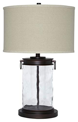 Signature Design by Ashley Tailynn Modern 25.25" Glass Table Lamp with Hardback Shade, Clear