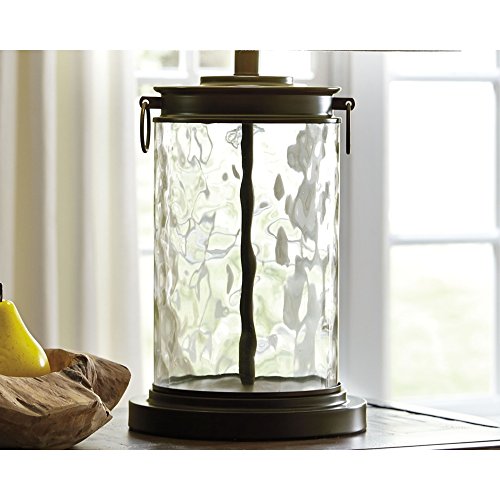 Signature Design by Ashley Tailynn Modern 25.25" Glass Table Lamp with Hardback Shade, Clear