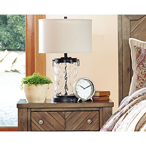 Signature Design by Ashley Tailynn Modern 25.25" Glass Table Lamp with Hardback Shade, Clear