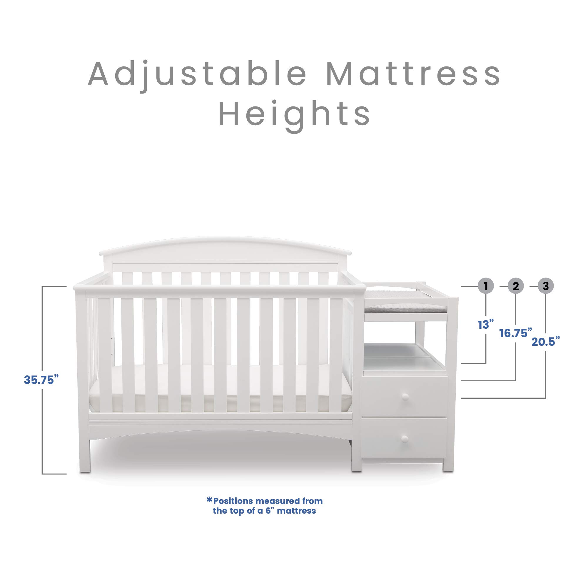 Delta Children Abby Convertible Crib and Changer, Bianca White