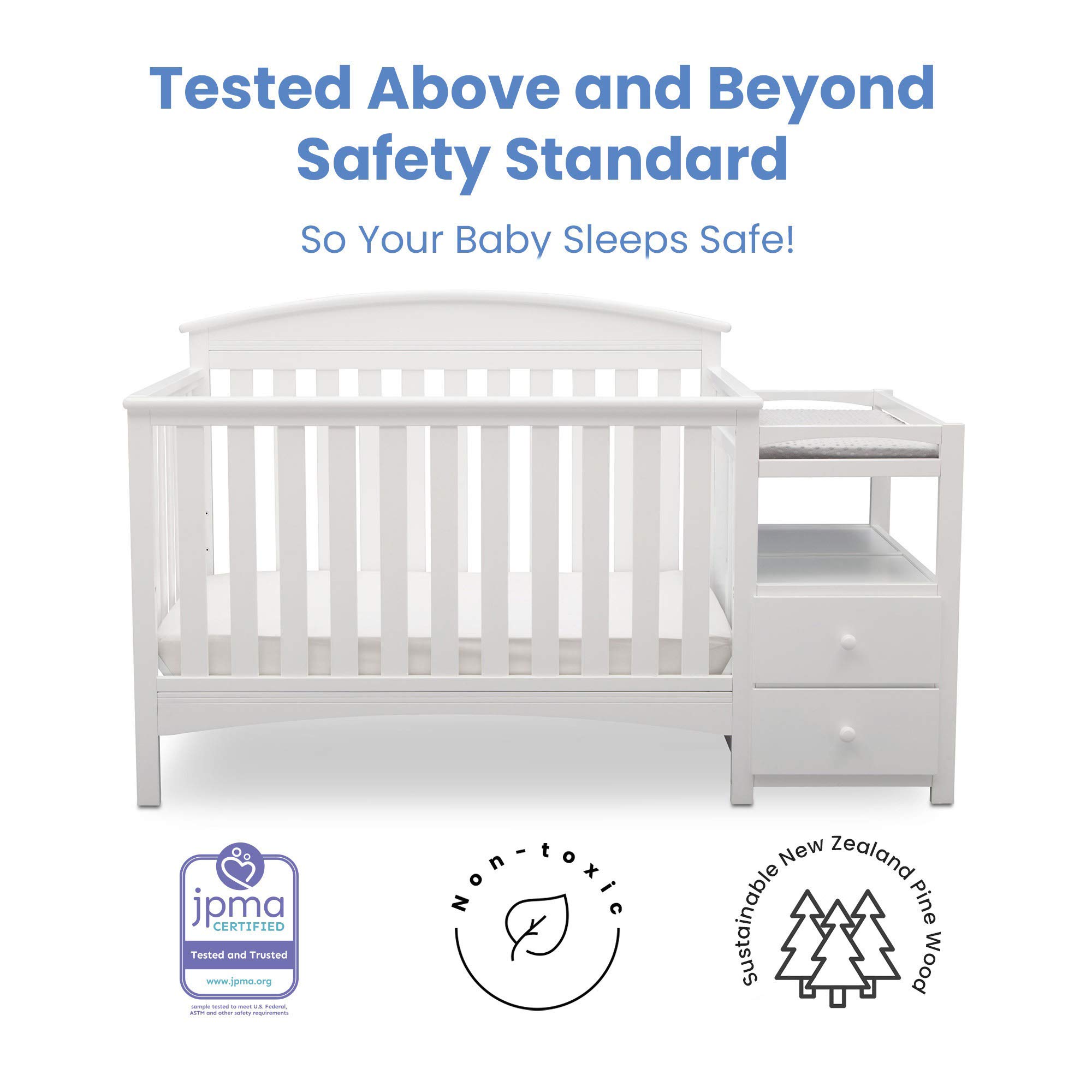 Delta Children Abby Convertible Crib and Changer, Bianca White