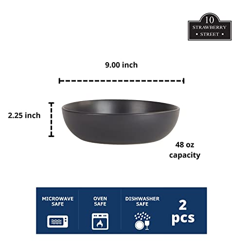 10 Strawberry Street Wazee Matte 9"/48oz Serving Bowl, Set of 2, Black