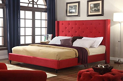 Home Life furBed00007_Cloth_Burgundy_Full Platform Bed