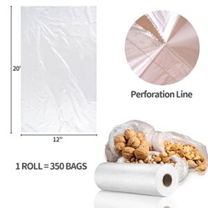 PAPRMA 12" X 20" Plastic Produce Bags, Food Storage Clear Bags for Kitchen, Office, Commercial, Home, 350 Bags Per Roll (1 Roll)