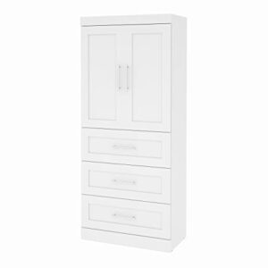 Bestar Pur Wardrobe with 3 Drawers in White, 36W