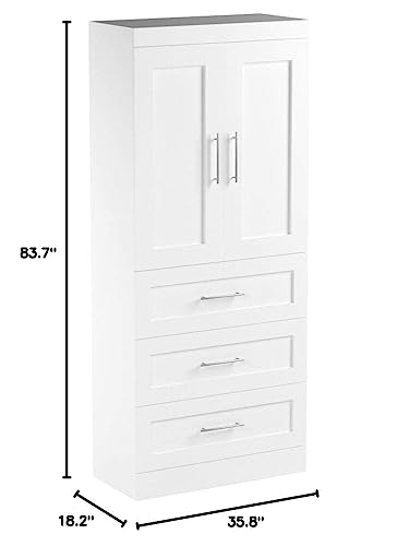 Bestar Pur Wardrobe with 3 Drawers in White, 36W