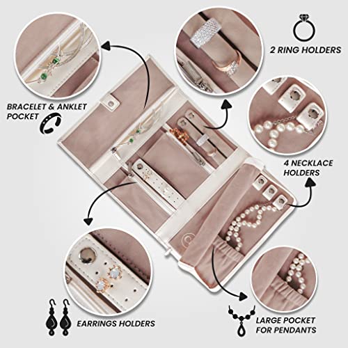 CASE ELEGANCE Vegan Leather Travel Jewelry Case - Jewelry Organizer [Petite]