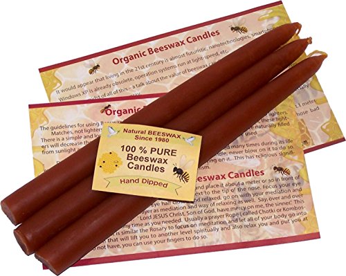 Holy Land Market 100% Beeswax 7-Hour Candles Organic Hand Made, 3/4 Inch Diameter Tappers (Set of Three Candles)