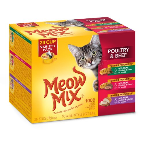 Meow Mix Tender Favorites Poultry And Beef Variety Pack Wet Cat Food, 24 Count