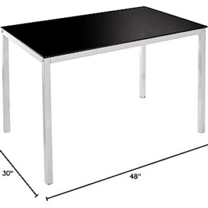 InRoom Designs Kings Brand Furniture - Rectangle Modern Dining Table with Glass top, Chrome Base,