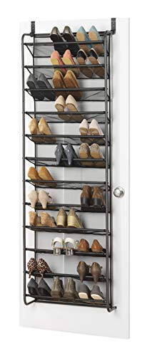 Whitmor 36 Pair Over The Door Shoe Rack, Gun Metal Gray