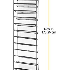 Whitmor 36 Pair Over The Door Shoe Rack, Gun Metal Gray