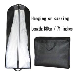 Beilite Wedding Dress Garment Bag Dust Cover Storage Travel Bag Black 70 inches