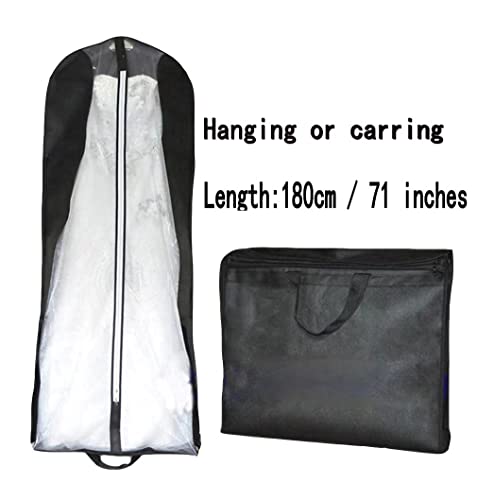 Beilite Wedding Dress Garment Bag Dust Cover Storage Travel Bag Black 70 inches