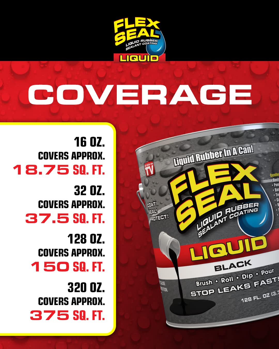 Flex Seal Liquid, 1 Gallon, Black, Liquid Rubber Coating Sealant, Waterproof, Flexible, Breathable, and UV Resistant, Roof Repair, Basements, RV, Campers, Trailers, Marine, EPDM, Masonry