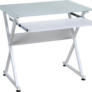 OneSpace Ultramodern Glass Computer Desk, White