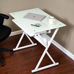 OneSpace Ultramodern Glass Computer Desk, White