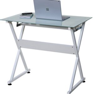 OneSpace Ultramodern Glass Computer Desk, White